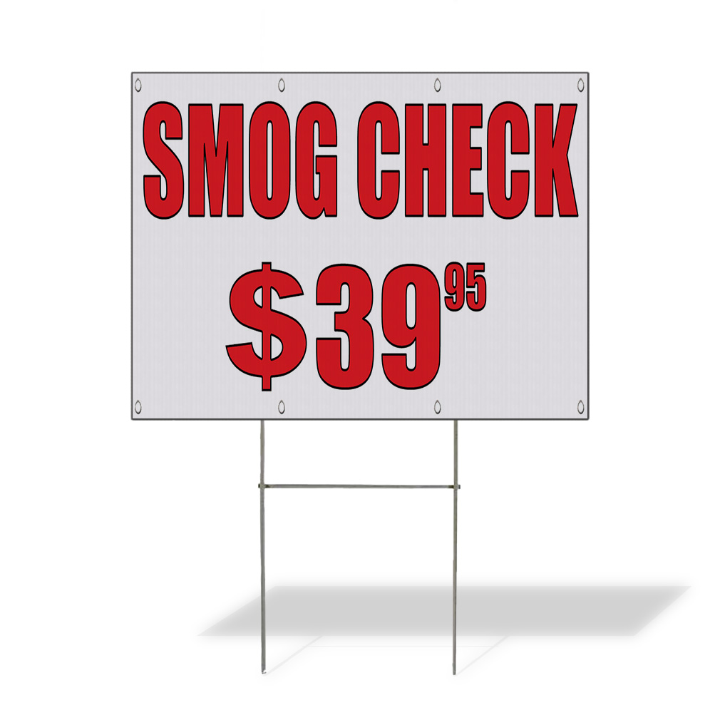 Weatherproof Yard Sign Smog Check $39.99 Auto Body Shop Car Repair B ...