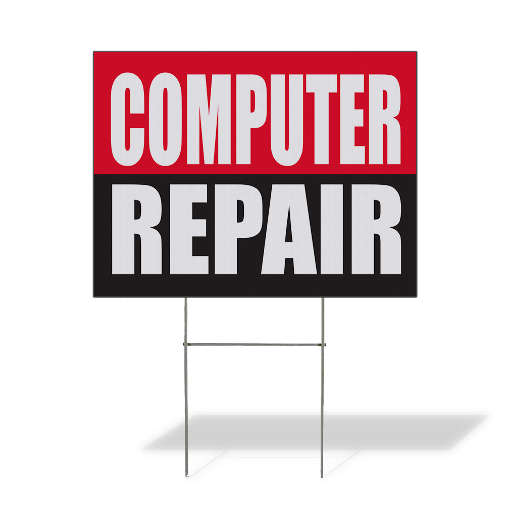 Weatherproof Yard Sign Computer Repair Promotion Business White Lawn ...