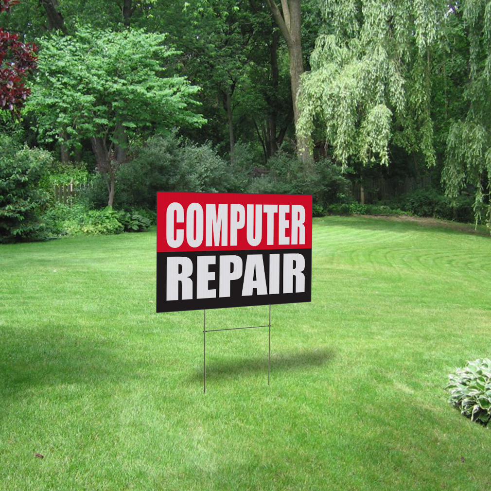 Weatherproof Yard Sign Computer Repair Promotion Business White Lawn ...