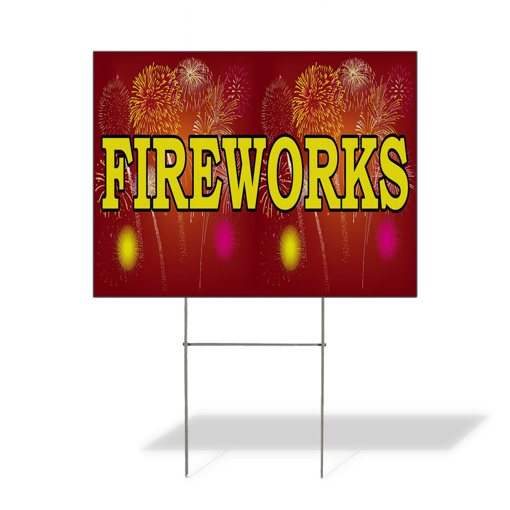 Weatherproof Yard Sign Fireworks Business Advertisement Red Lawn Garden ...