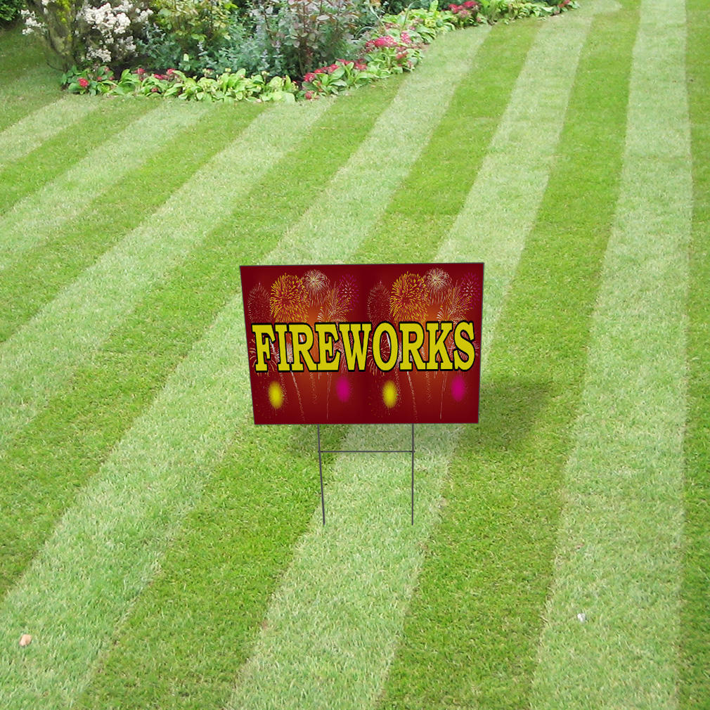 Weatherproof Yard Sign Fireworks Business Advertisement Red Lawn Garden ...