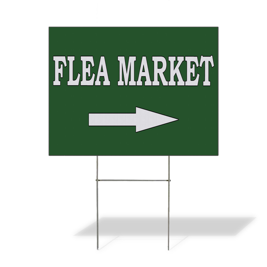 Weatherproof Yard Sign Flea Market Green Lawn Garden | eBay