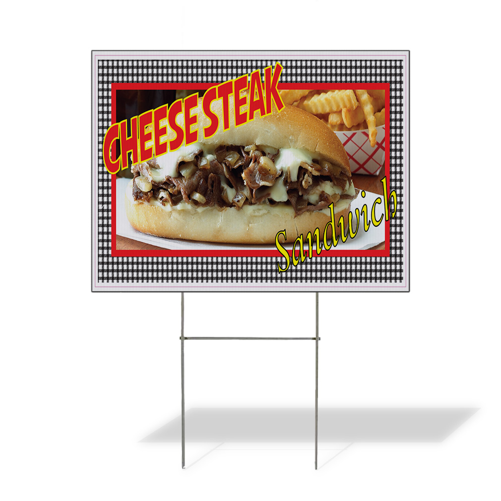 Weatherproof Yard Sign Cheesesteak Sandwich Restaurant Cafe Bar Lawn ...