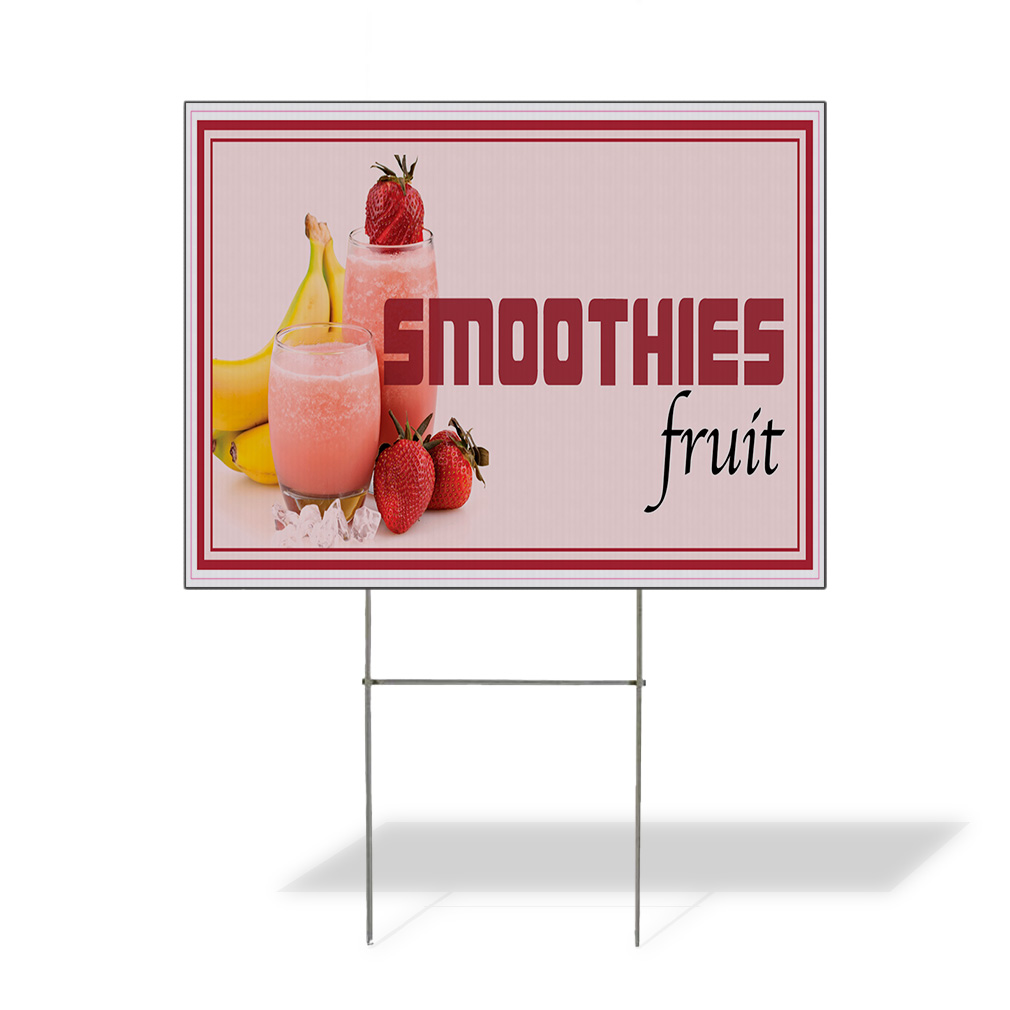 Weatherproof Yard Sign Smoothies Fruit Restaurant Cafe Bar Pink Lawn ...