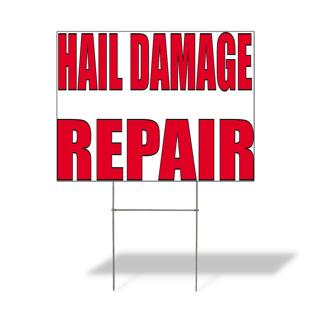 Weatherproof Yard Sign Hail Damage Repair Advertising Printing White ...
