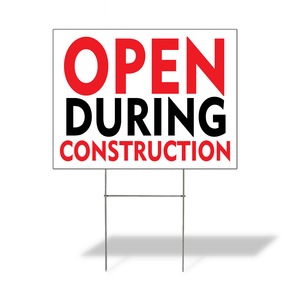 Weatherproof Yard Sign Open During Construction A White Lawn Garden | eBay