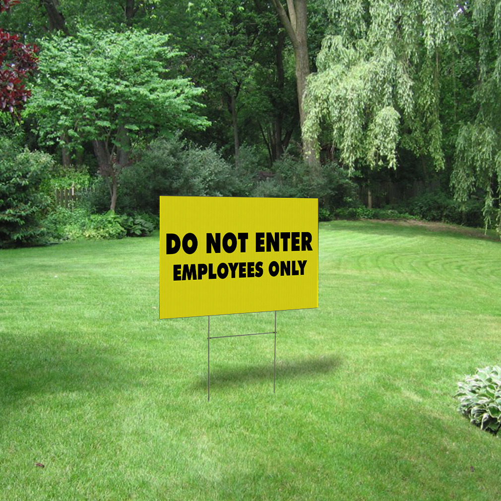 Weatherproof Yard Sign Do Not Enter Employees Only B Yellow Lawn Garden ...