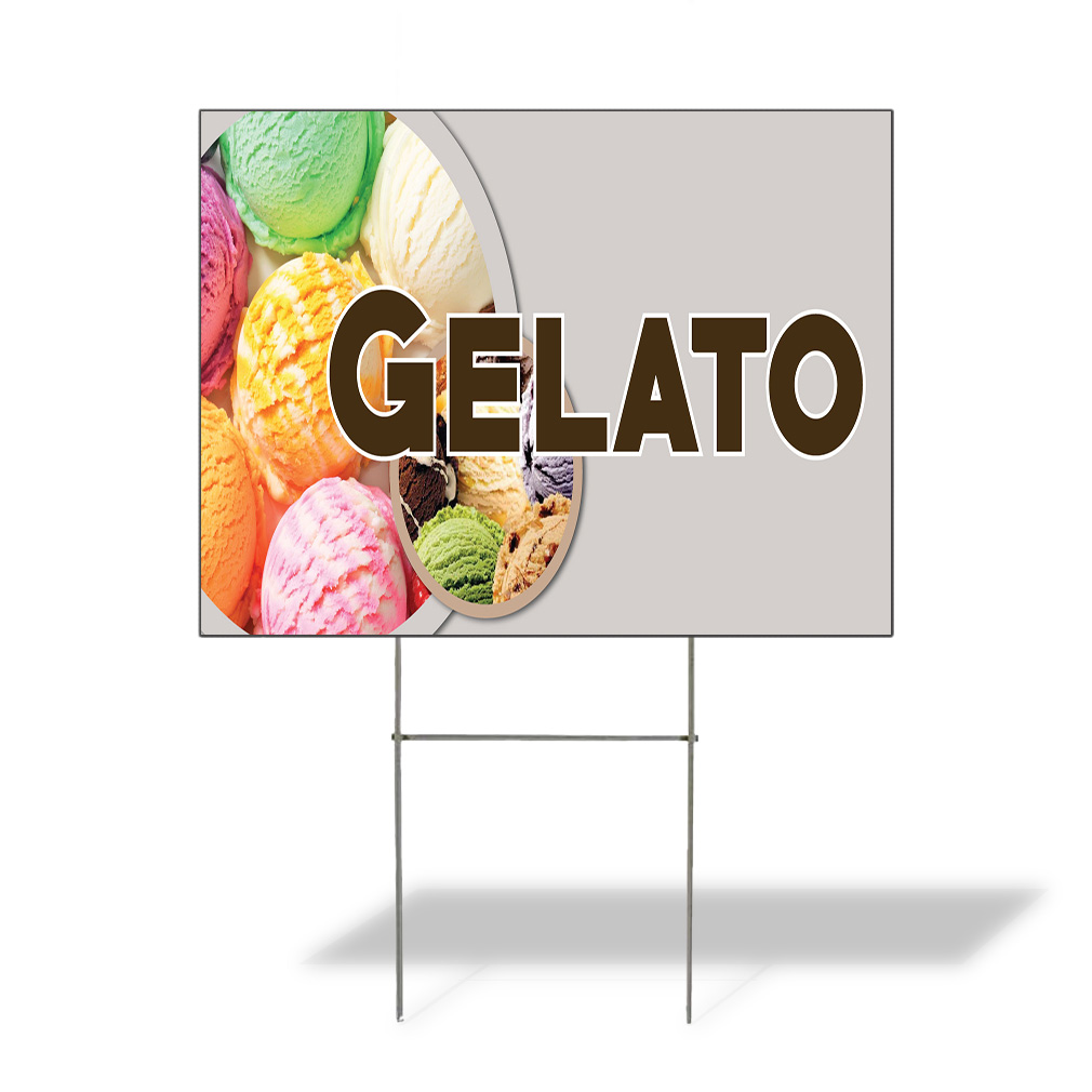 Weatherproof Yard Sign Gelato Outdoor Advertising Printing A White Lawn ...