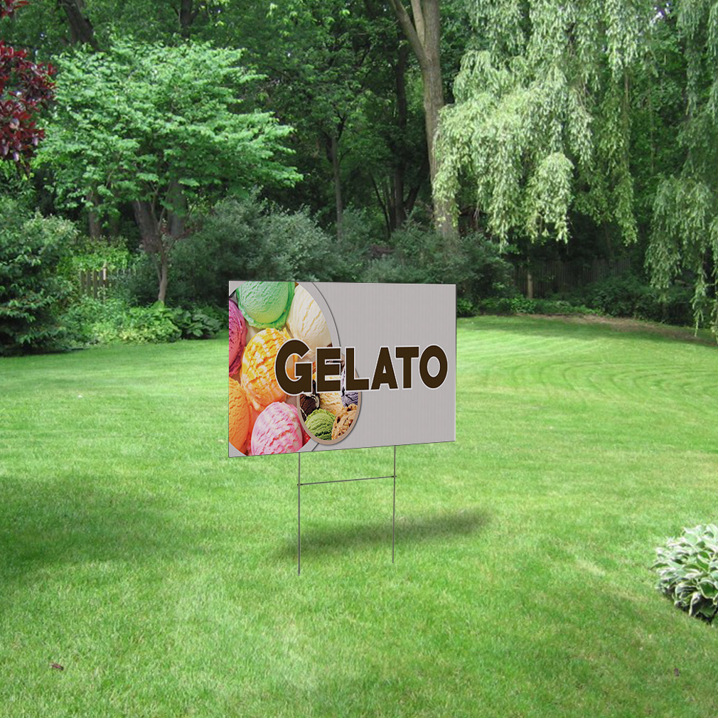 Weatherproof Yard Sign Gelato Outdoor Advertising Printing A White Lawn ...