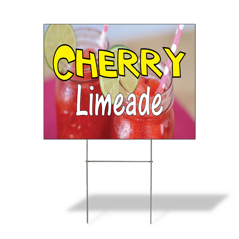 Weatherproof Yard Sign Cherry Limeade Advertising Printing A Red Lawn ...