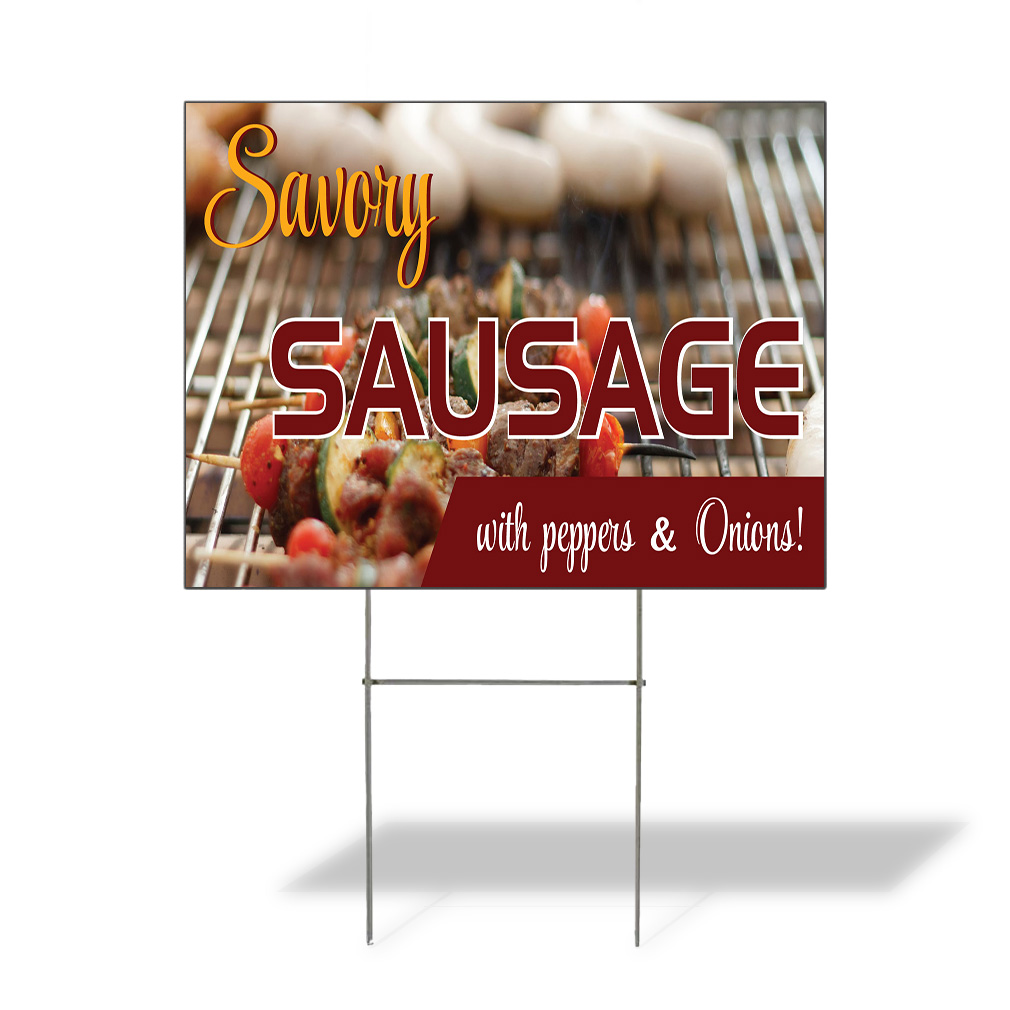 Weatherproof Yard Sign Savory Sausage with Peppers 7 Onions! Red Lawn ...