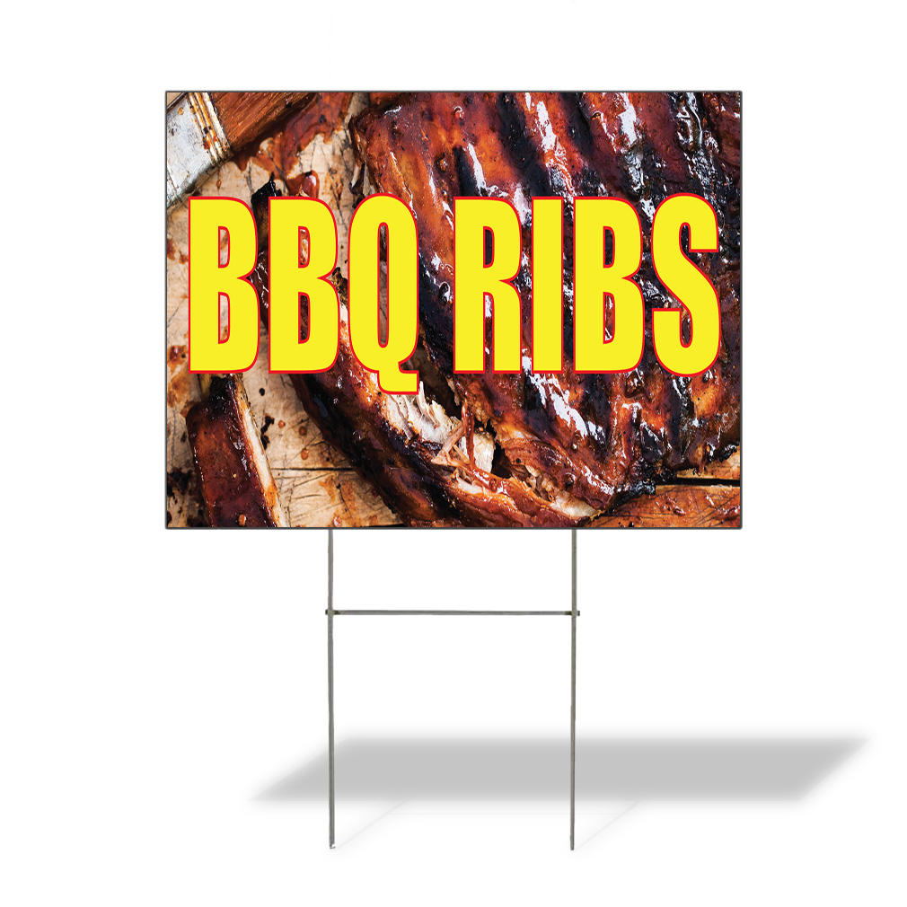 Weatherproof Yard Sign Bbq Ribs Outdoor Advertising Printing E Brown ...