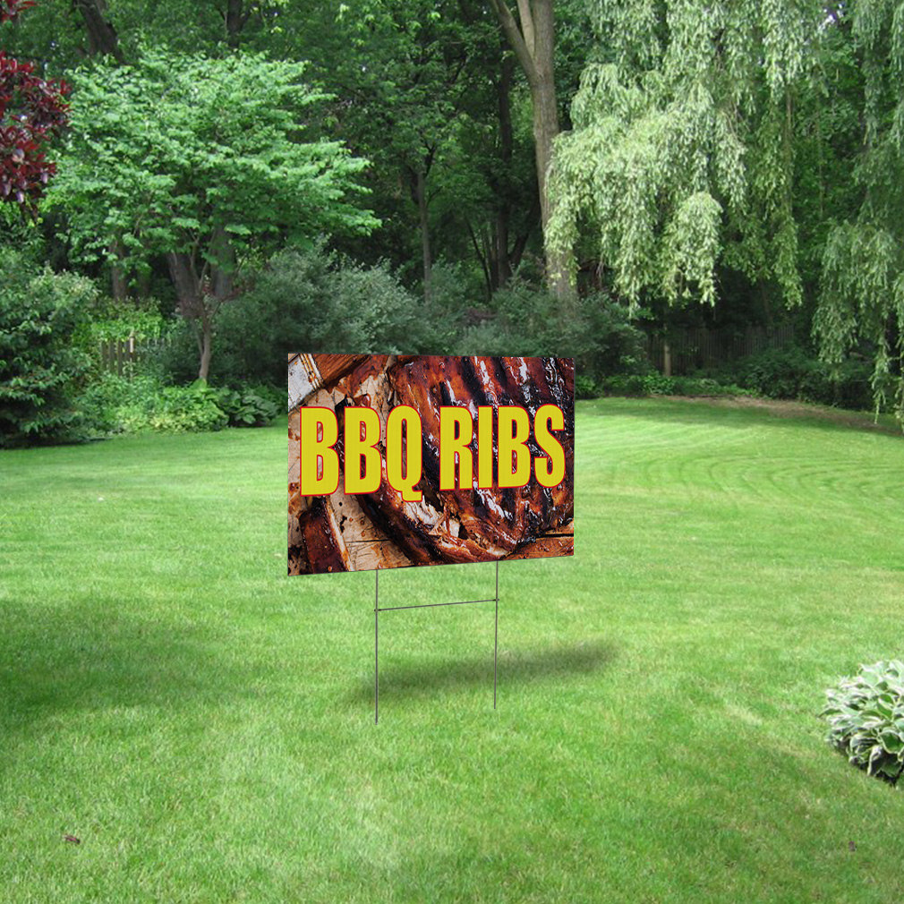 Weatherproof Yard Sign Bbq Ribs Outdoor Advertising Printing E Brown ...