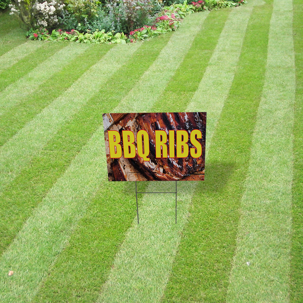 Weatherproof Yard Sign Bbq Ribs Outdoor Advertising Printing E Brown ...