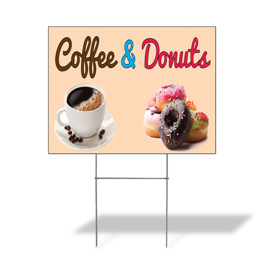 Weatherproof Yard Sign Coffee & Donuts Advertising Printing B Lawn ...