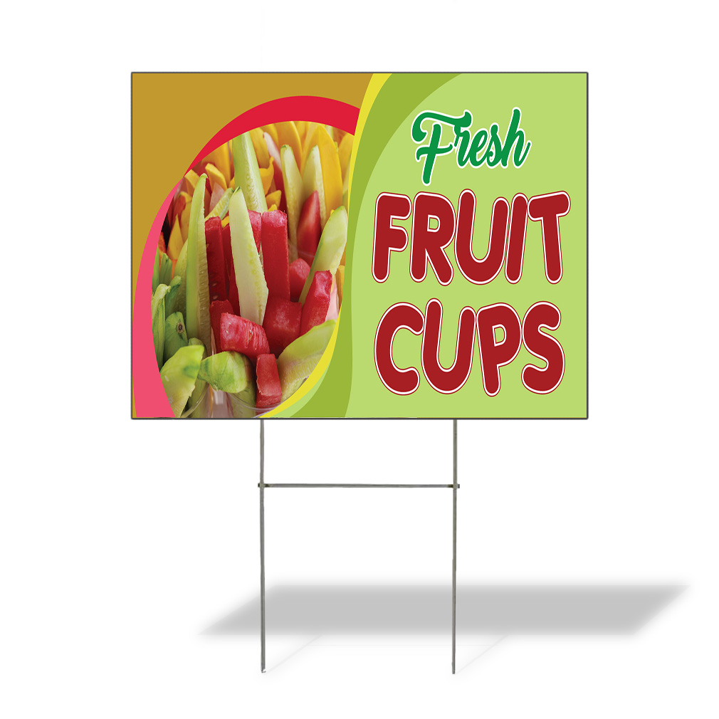 Weatherproof Yard Sign Fresh Fruits Cups Advertising Printing Green ...
