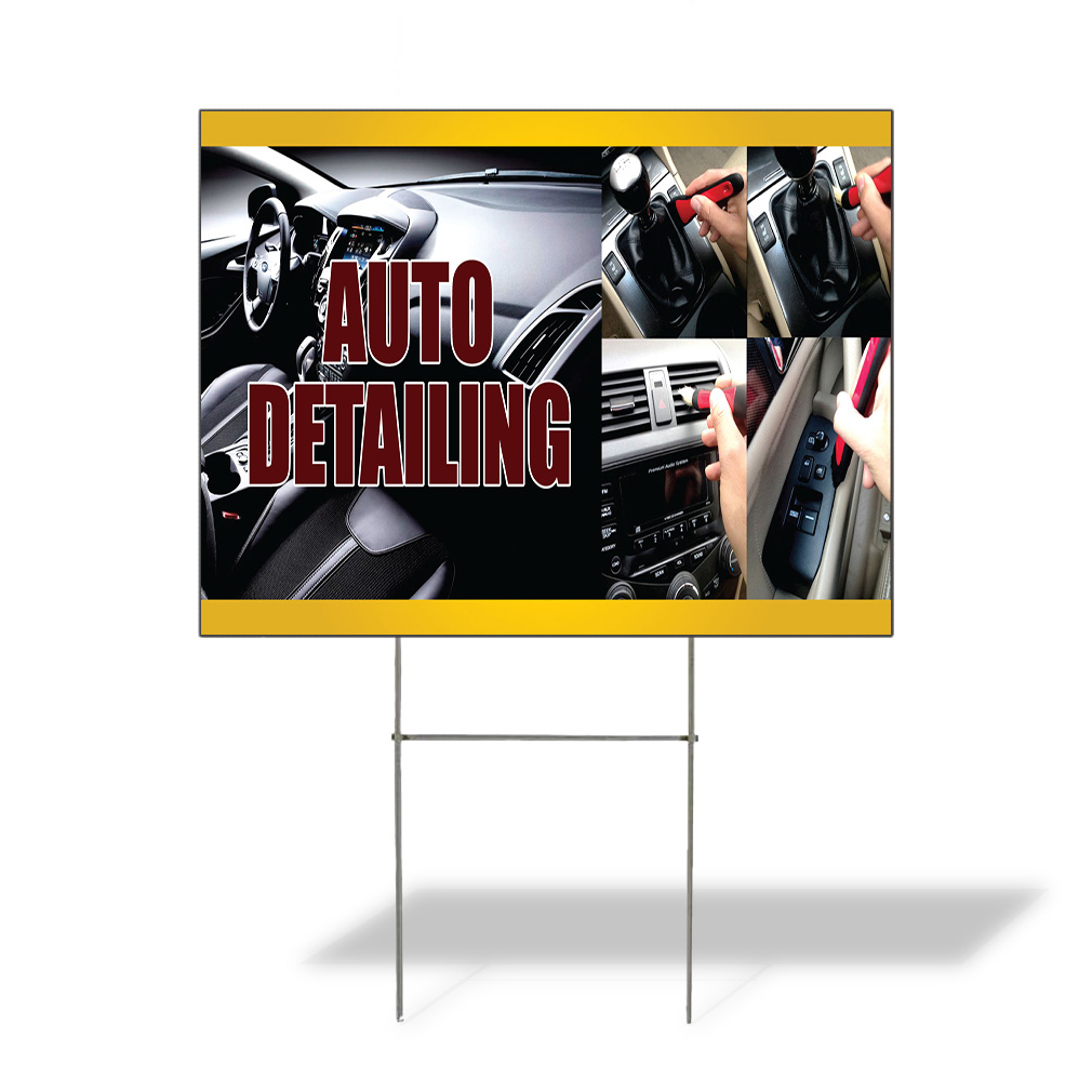 Weatherproof Yard Sign Auto Detailing Advertising Printing Aa Black ...