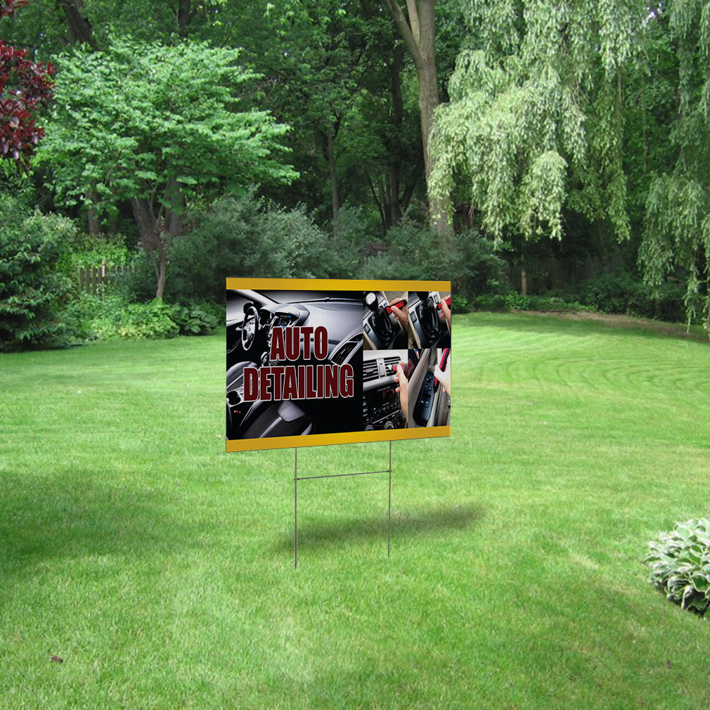 Weatherproof Yard Sign Auto Detailing Advertising Printing Aa Black ...
