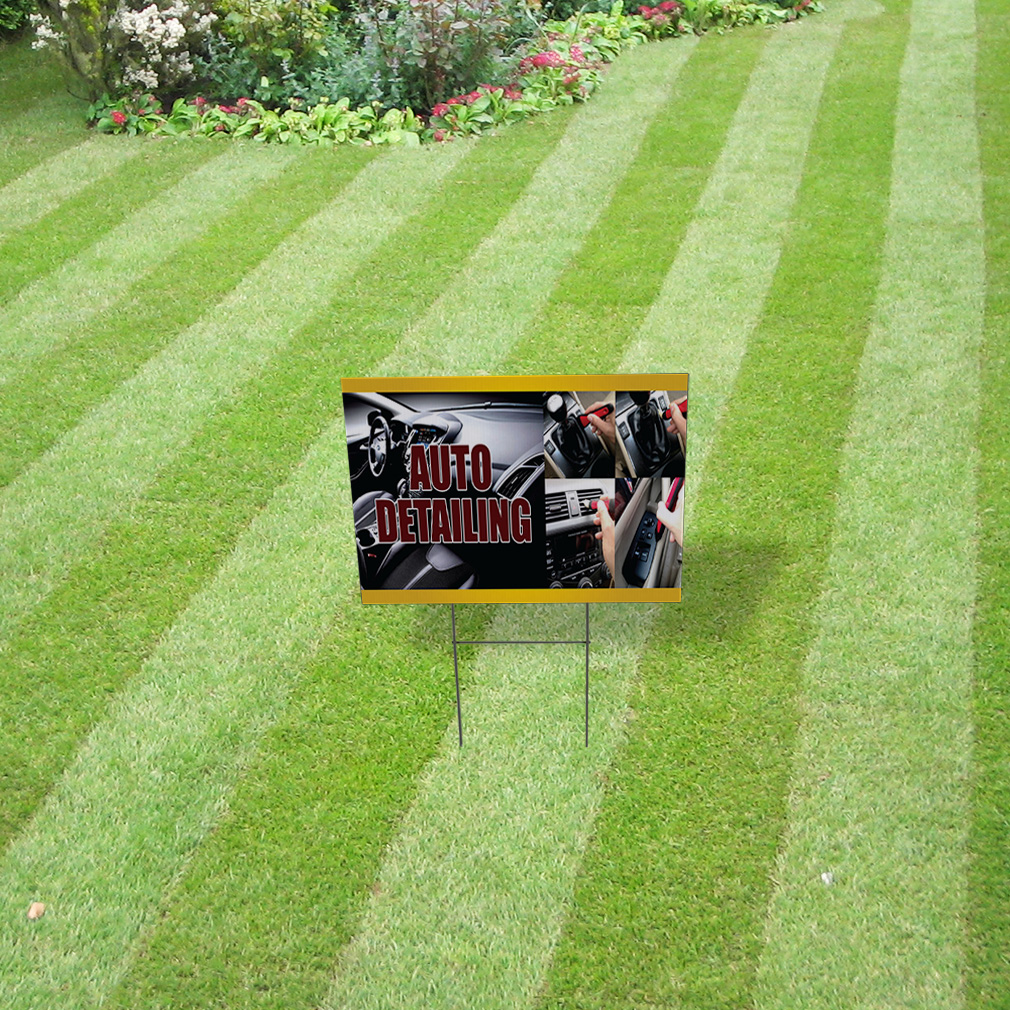 Weatherproof Yard Sign Auto Detailing Advertising Printing Aa Black ...