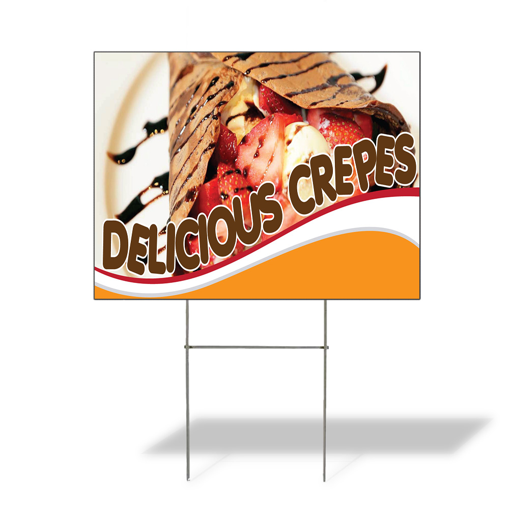 Weatherproof Yard Sign Delicious Crepes Advertising Printing B Green ...