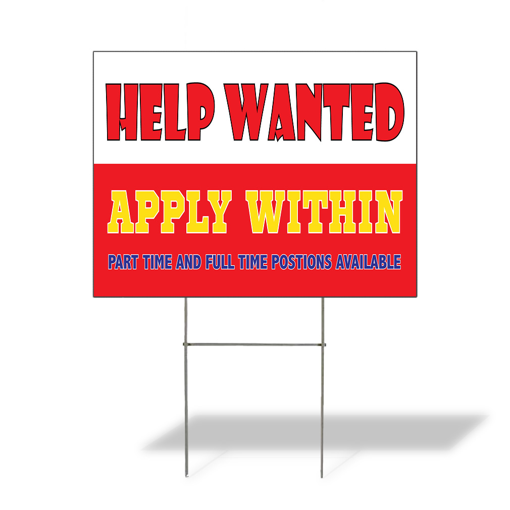 Weatherproof Yard Sign Help Wanted - Part Time and Full Red Lawn Garden ...