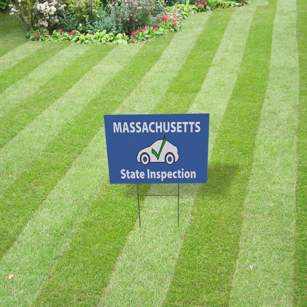 Weatherproof Yard Sign Massachusetts State Inspection Blue Lawn Garden ...