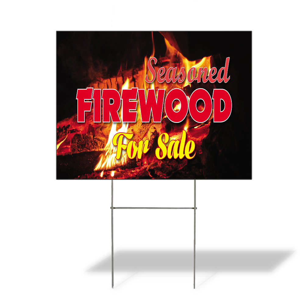 Weatherproof Yard Sign Seasoned Firewood for Sale B Black Lawn Garden ...
