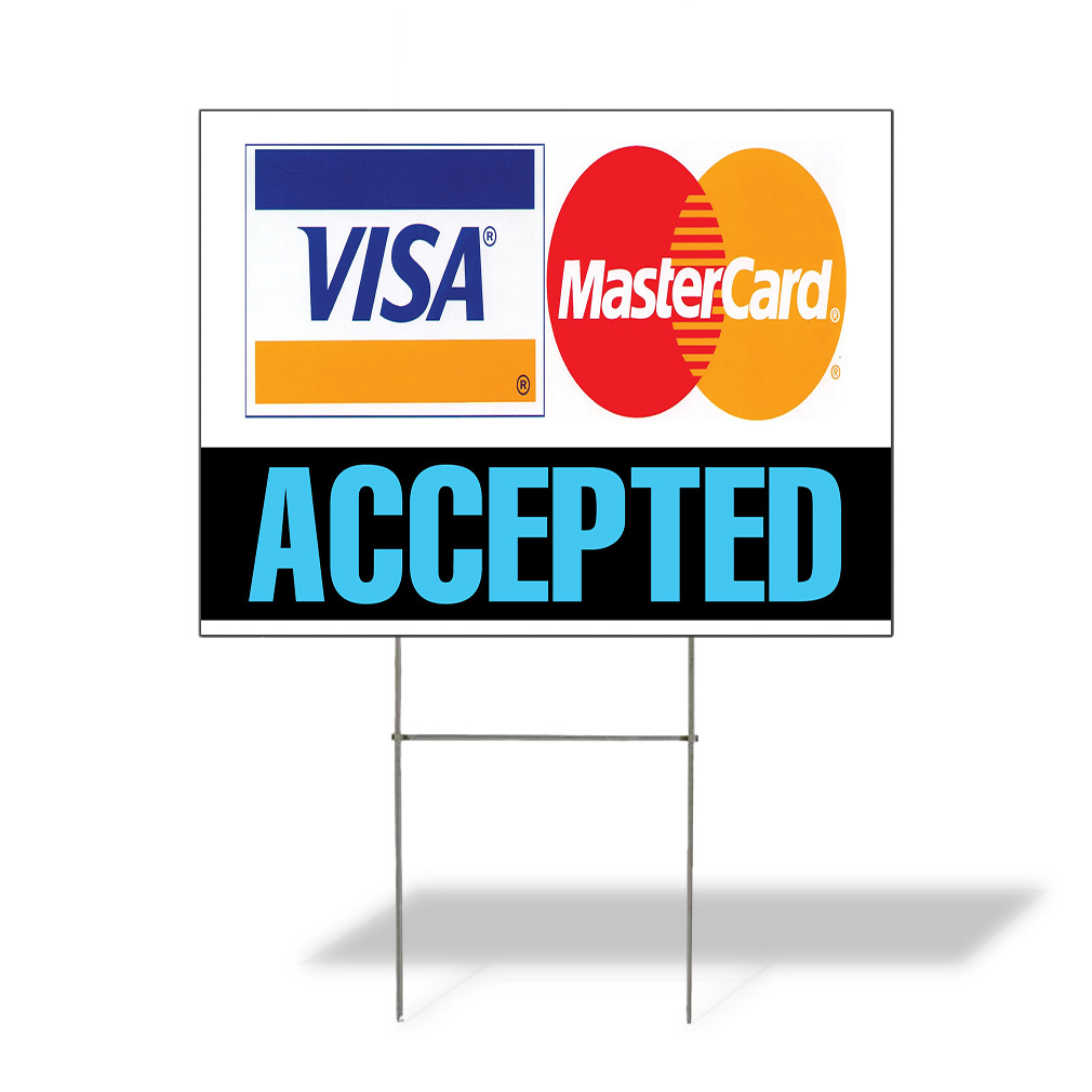 Weatherproof Yard Sign Visa Accepted .Mastercard White Lawn Garden Buy ...