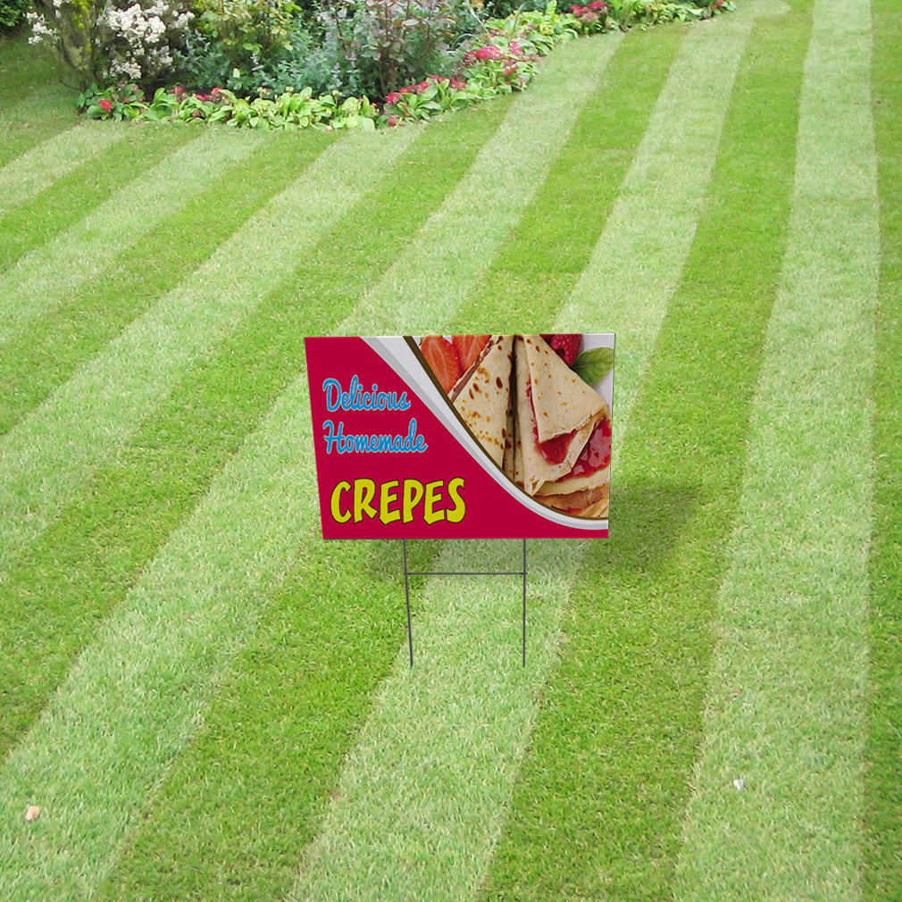 Weatherproof Yard Sign Delicious Homemade Crepes Pink Lawn Garden ...