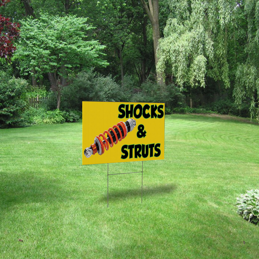 Weatherproof Yard Sign Shocks & Struts Advertising Printing M Yellow ...