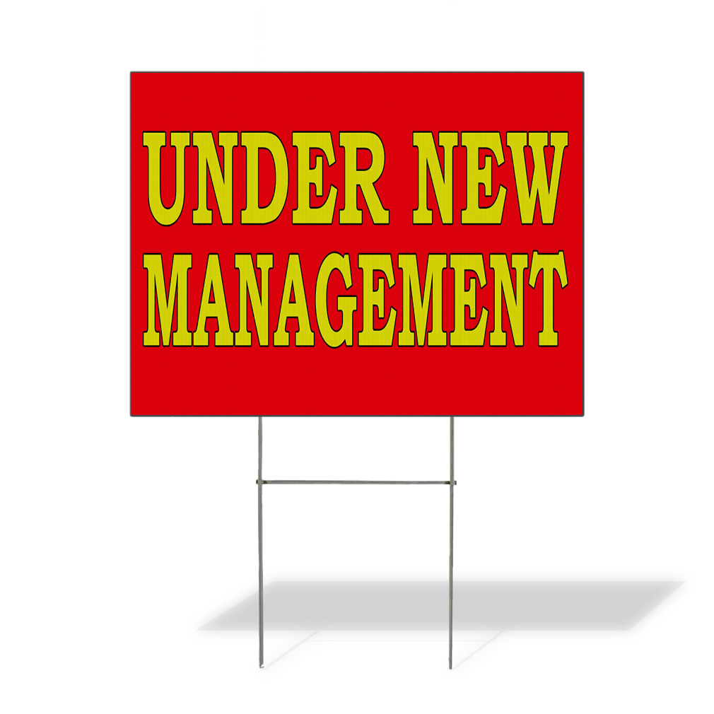 Weatherproof Yard Sign Under New Management Red Yellow Lawn Garden | eBay
