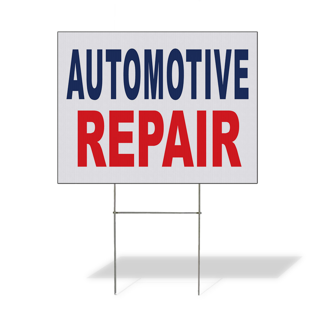 Weatherproof Yard Sign Automotive Repair Blue Red Auto Car Shop Lawn ...