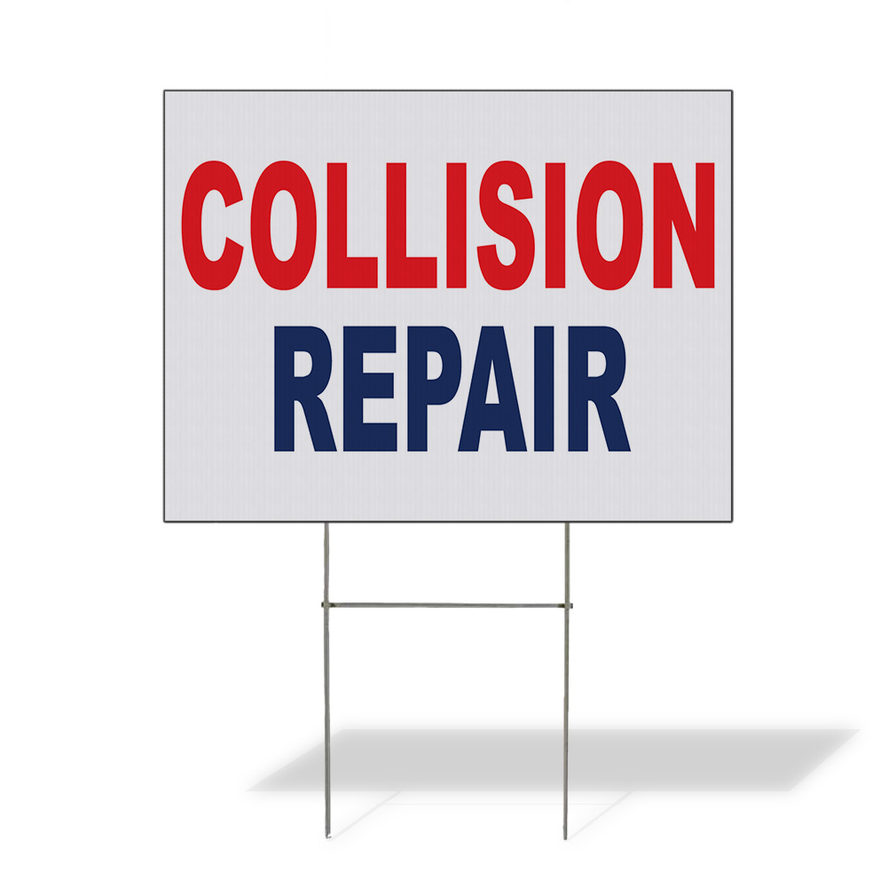 Weatherproof Yard Sign Collision Repair Red Blue Auto Car Shop Lawn ...