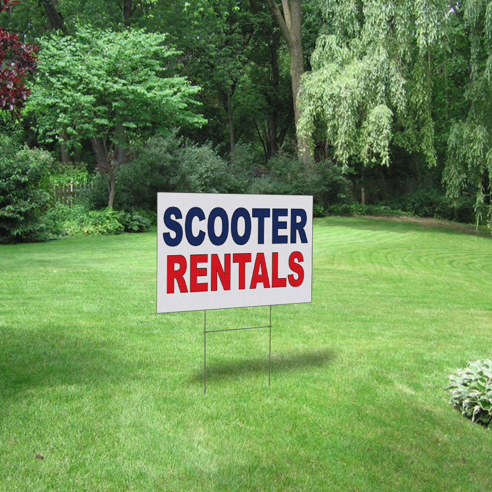 Weatherproof Yard Sign Scooter Rentals Blue Red Auto Car Repair Shop ...