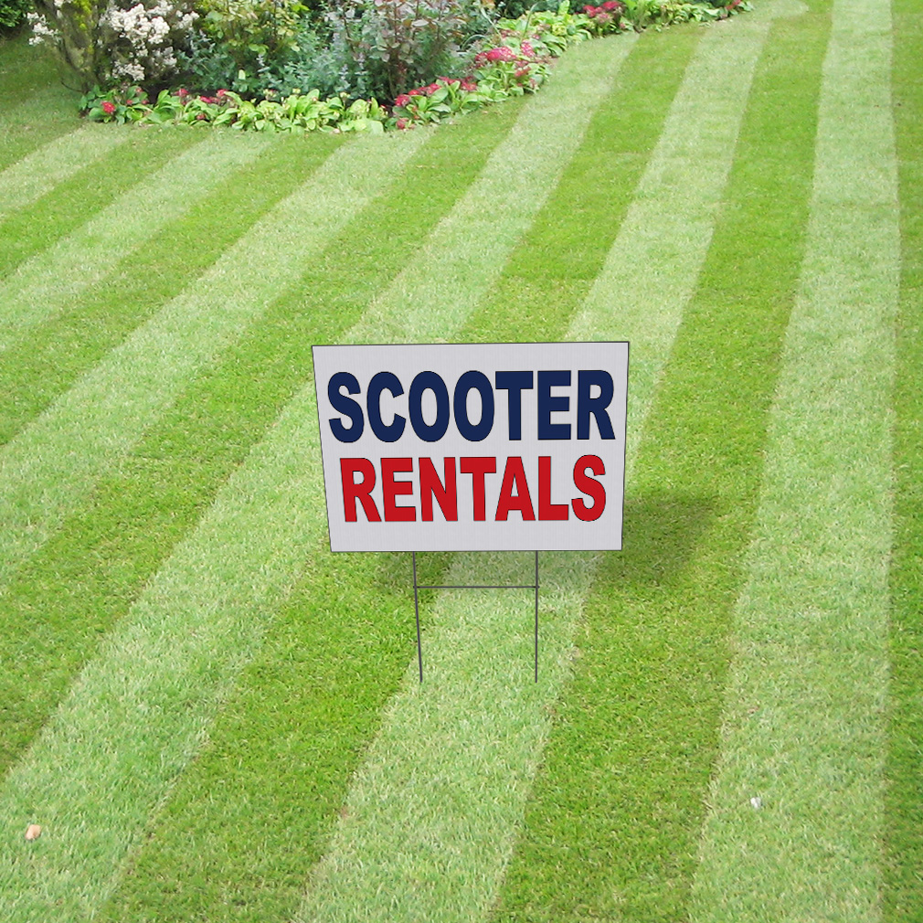 Weatherproof Yard Sign Scooter Rentals Blue Red Auto Car Repair Shop ...