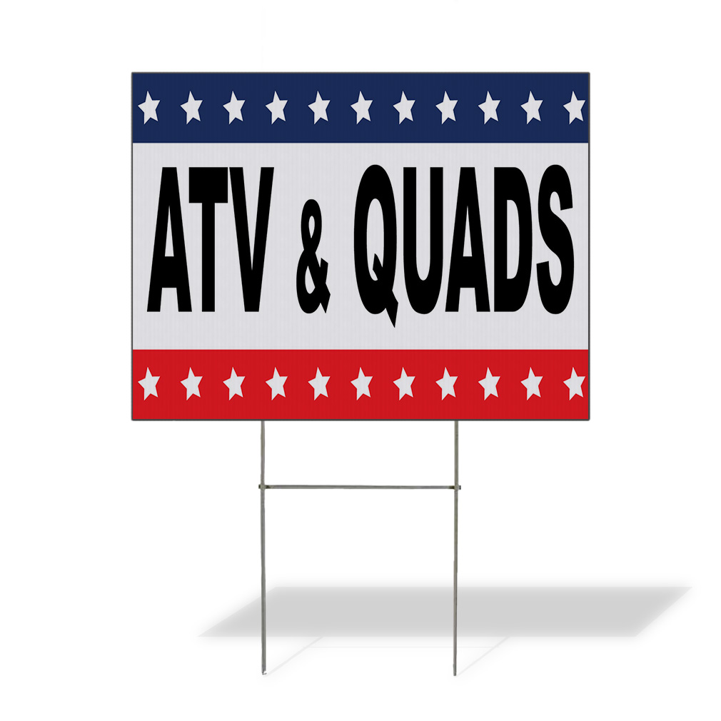 Weatherproof Yard Sign Atv & Quards Black Red Blue Auto Car Repair Shop ...