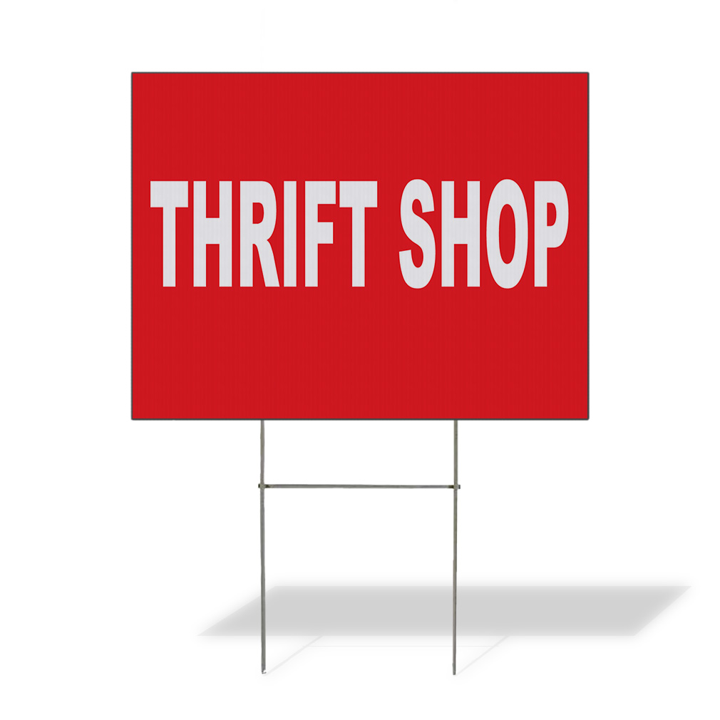 Weatherproof Yard Sign Thrift Shop Red Background Lawn Garden Junk ...
