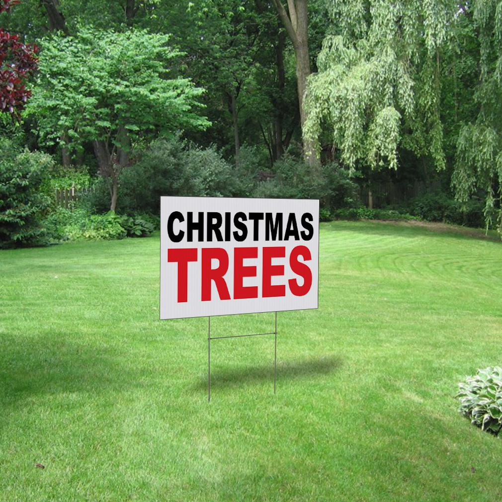 Weatherproof Yard Sign Christmas Tree Black Red Lawn Garden | eBay