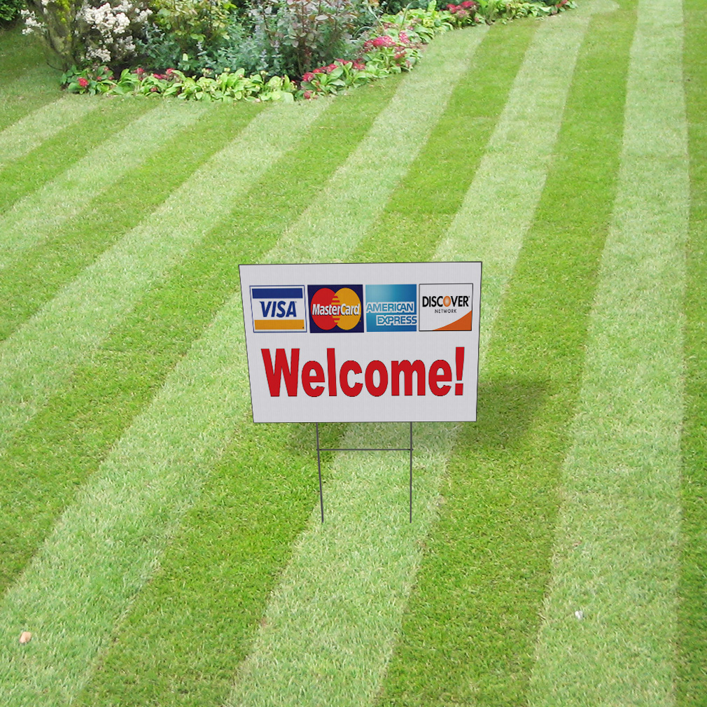 Weatherproof Yard Sign Visa Mastercard American Express Discover ...