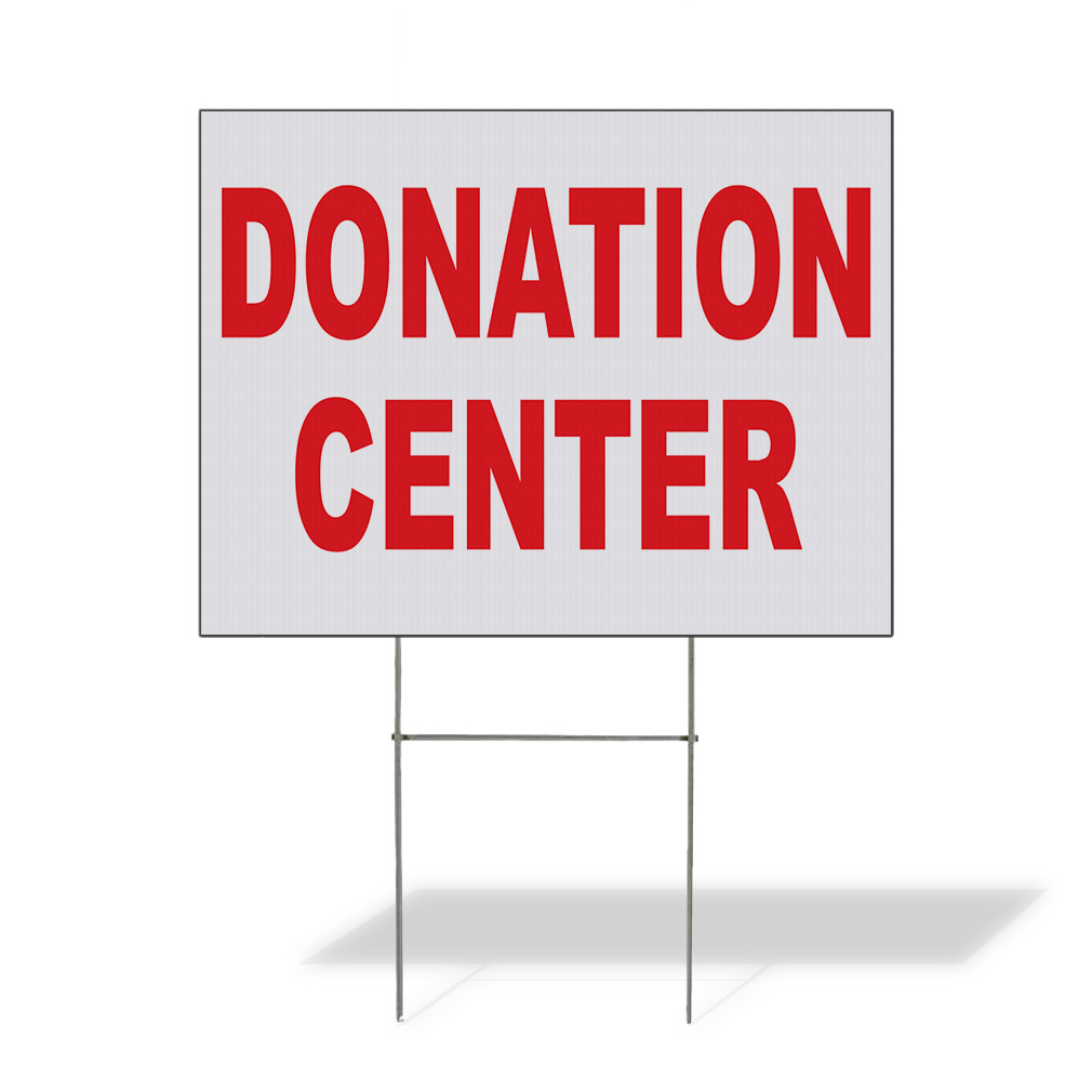 Weatherproof Yard Sign Donation Center Red Lawn Garden | eBay