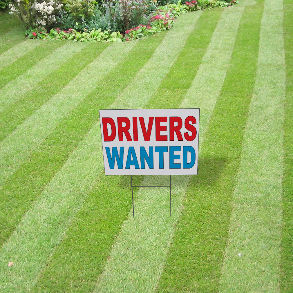 Weatherproof Yard Sign Drivers Wanted Red Blue Lawn Garden Help | eBay