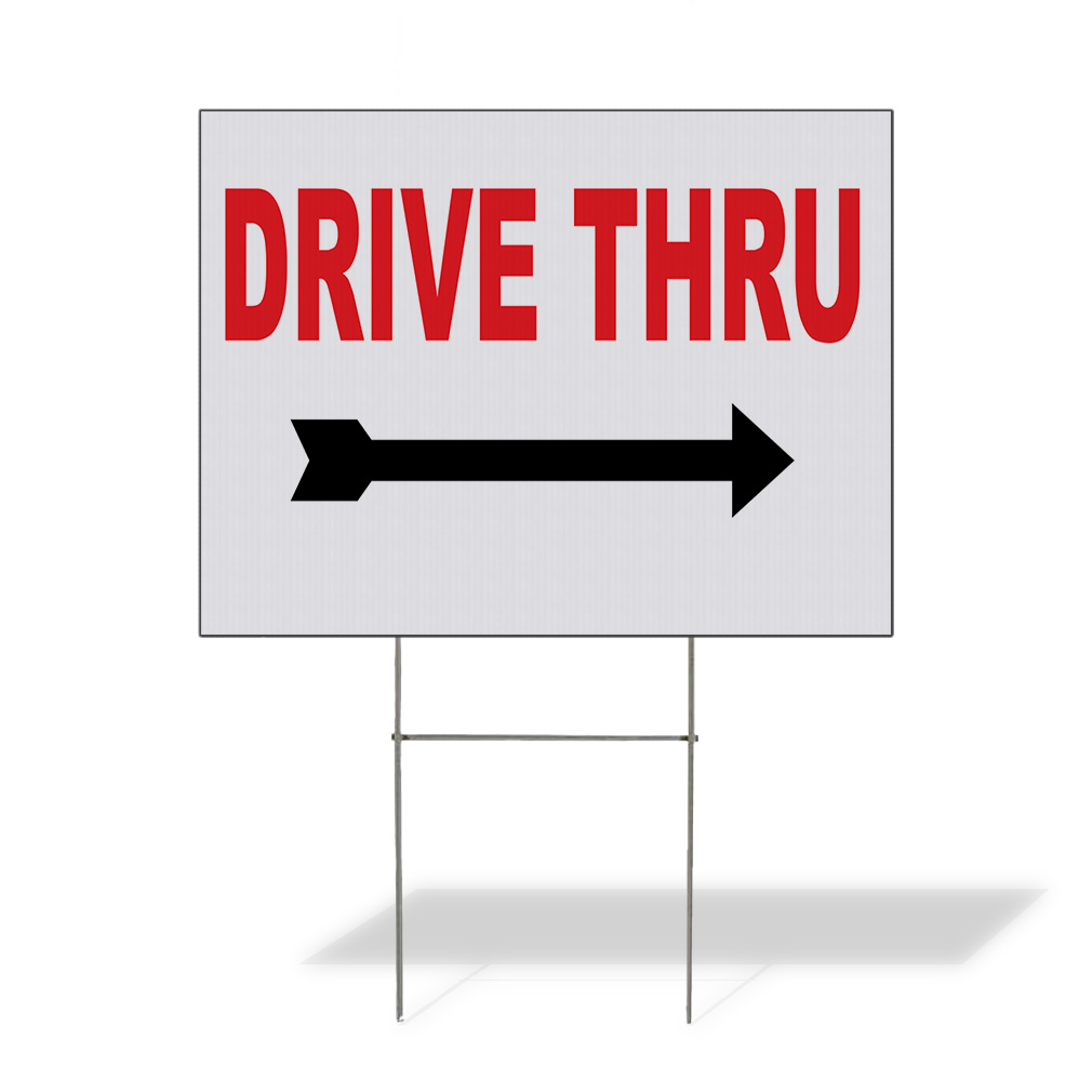 Weatherproof Yard Sign Drive-Thru Arrow Right Lawn Garden | eBay