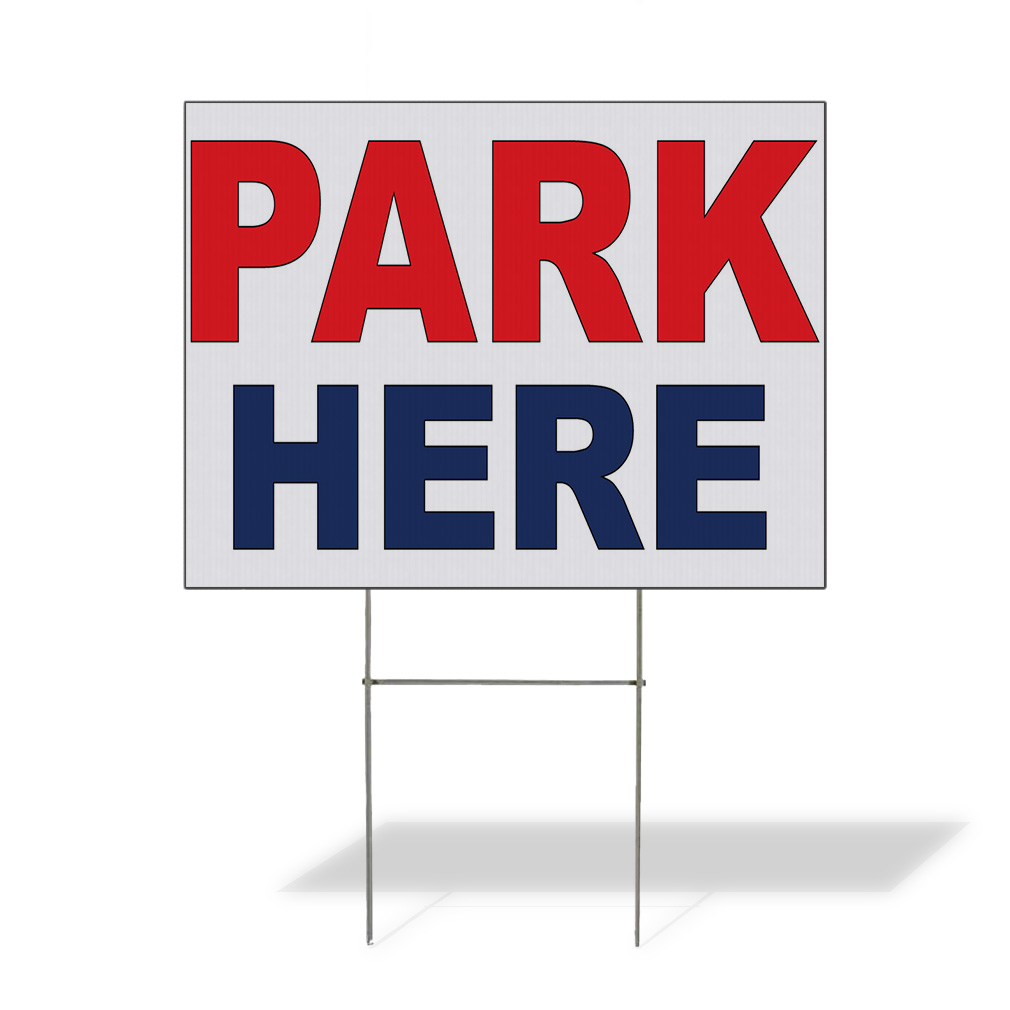 Weatherproof Yard Sign Park Here Red Blue B Lawn Garden Parking | eBay