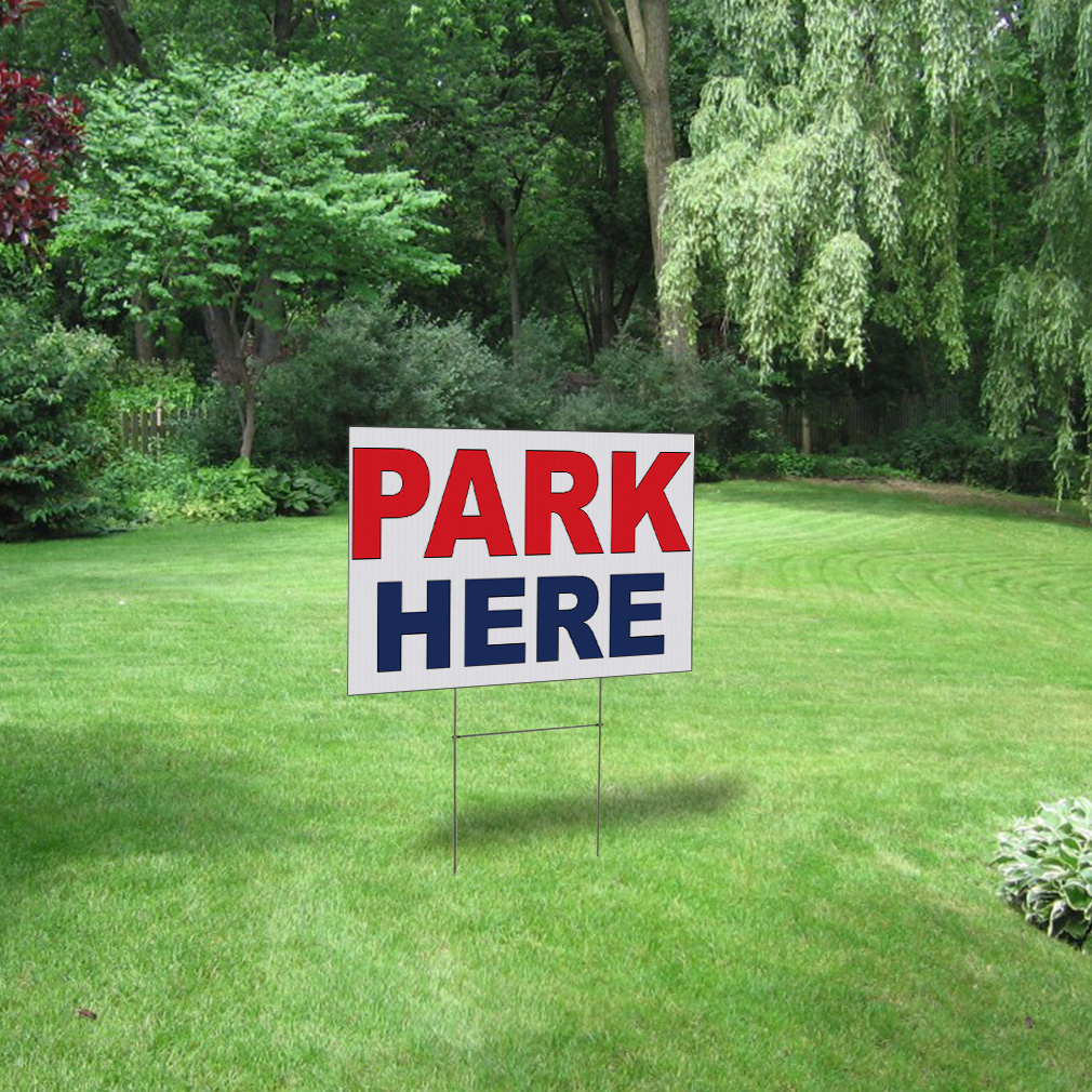 Weatherproof Yard Sign Park Here Red Blue B Lawn Garden Parking | eBay