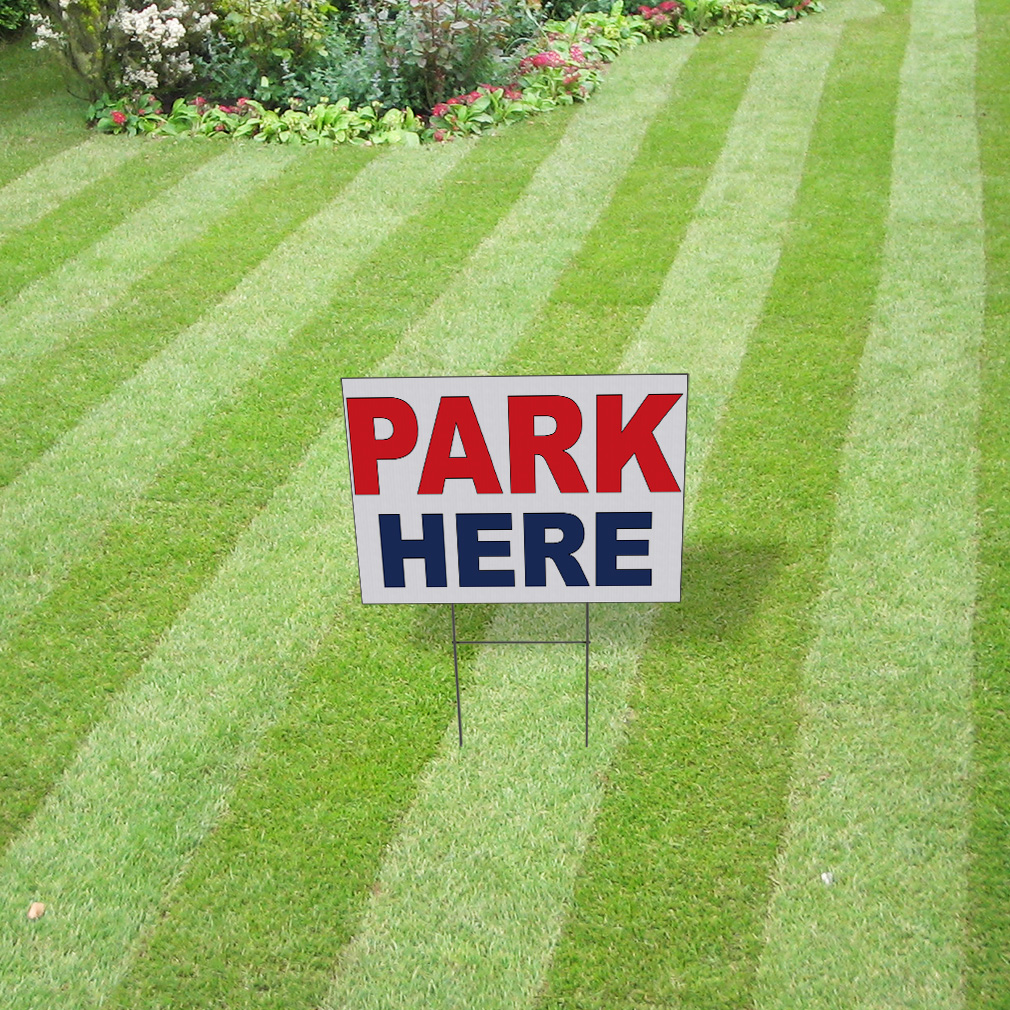 Weatherproof Yard Sign Park Here Red Blue B Lawn Garden Parking | eBay