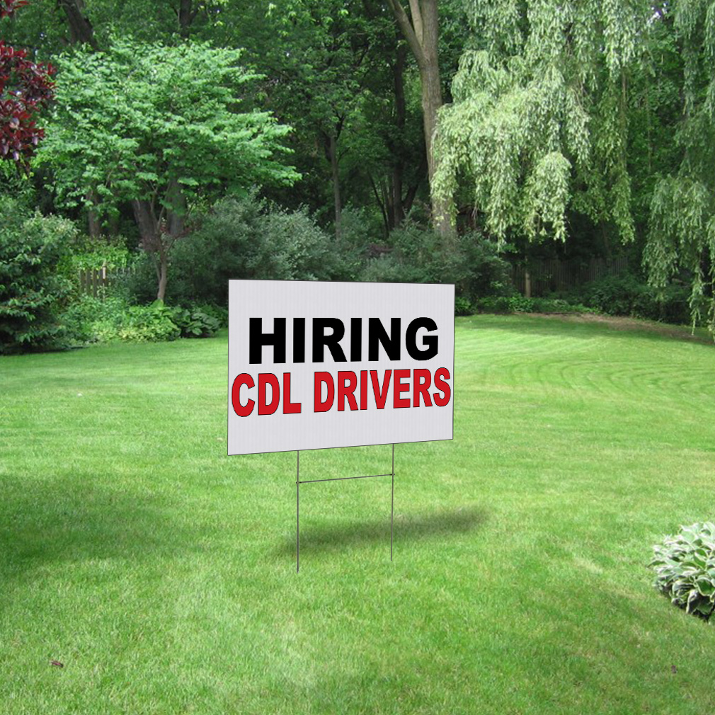 Weatherproof Yard Sign Hiring Cdl Drivers Black Red Lawn Garden | eBay