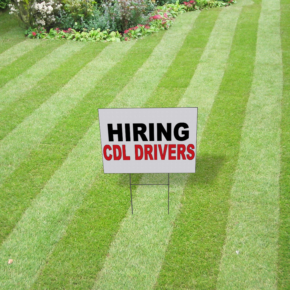 Weatherproof Yard Sign Hiring Cdl Drivers Black Red Lawn Garden | eBay