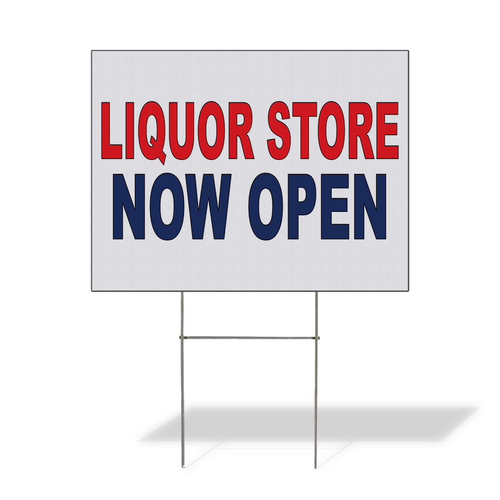 Weatherproof Yard Sign Liquor Store Now Open Red Blue Lawn Garden | eBay