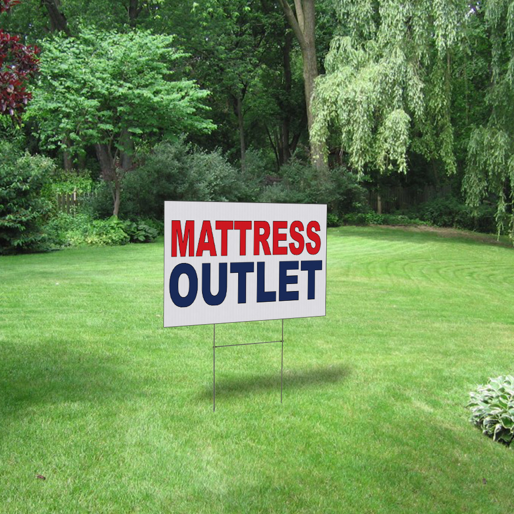 Weatherproof Yard Sign Mattress Outlet Red Blue Lawn Garden Furniture ...
