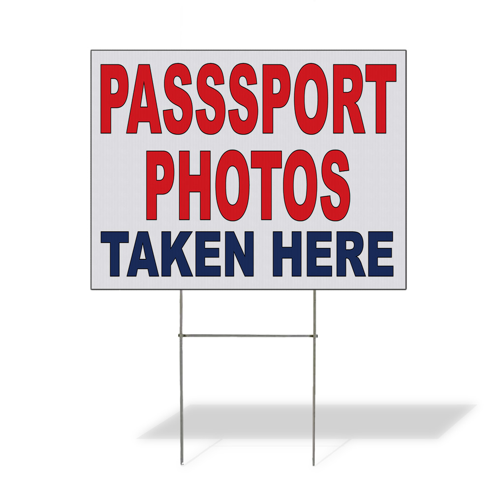 Weatherproof Yard Sign Passport Photos Taken Here Red Blue Lawn Garden ...